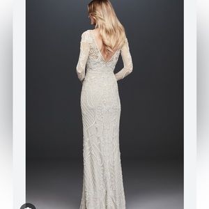 Db Studio | Dresses | Db Studio All Over Scroll Bead Illusion Long ...